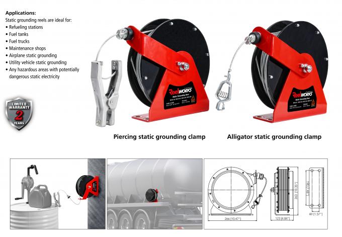 Industrial Steel Static Grounding Reels Alligator Clamp For Refueling ...