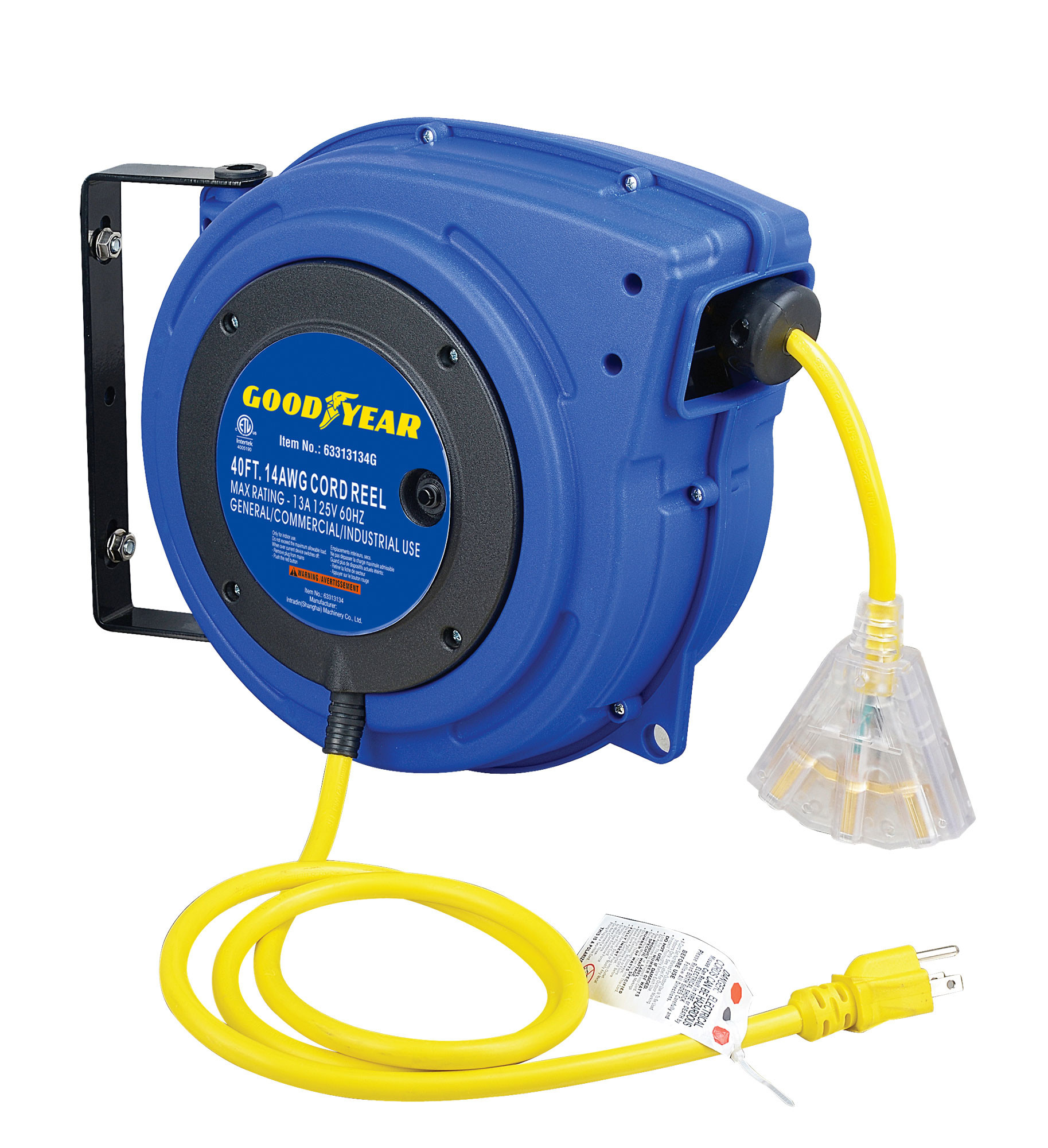 25' Goodyear Hose Reel Spring Driven Cable Reel 14/3 SJTOW Cord Type