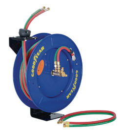 Metal Wall Oxygen Hose Reel 65FT. Twin Oxy Acetylene Mount 300PSI ...